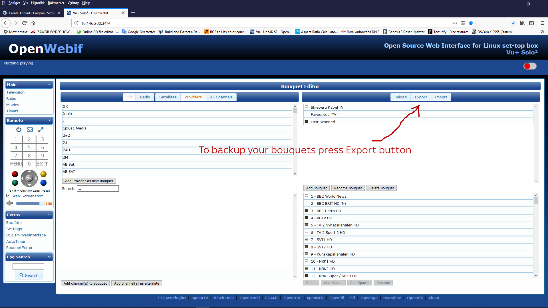 How to Backup or Restore Enigma2 Bouquets with OpenWebIf - Linux Satellite Support Community